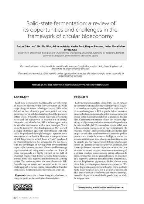 Pdf Solid State Fermentation A Review Of Its Opportunities And Challenges In The Framework Of