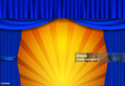 파란색 서커스 커튼 배경입니다 프리젠 테이션 콘서트 쇼를위한 디자인 Theatrical Performance에 대한 스톡 벡터