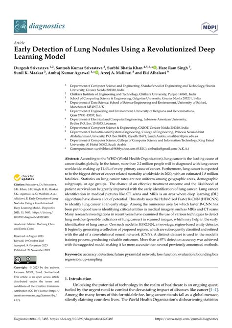 pdf early detection of lung nodules using a revolutionized deep
