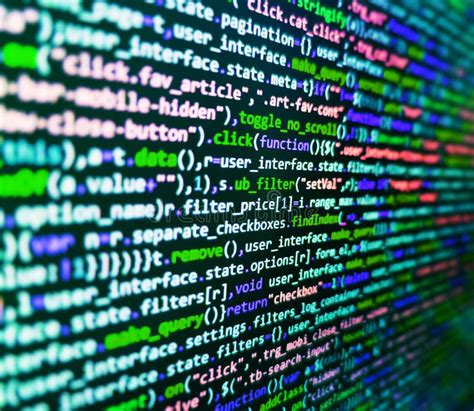 Big Data Concepts Working In Cyberspace Environment Computer Language Script Code Screen Stock