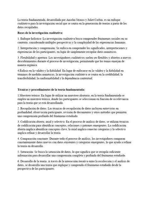 La Teoria Fundamentada De Anselm Strauss Y Juliet Corbin Pdf Teoría