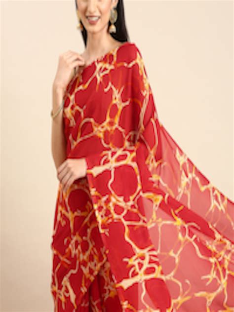 Buy Hereandnow Abstract Print Pure Georgette Saree Sarees For Women