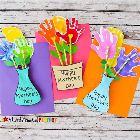 Adorable Mothers Day Handprint Flower Craft And Free Template A