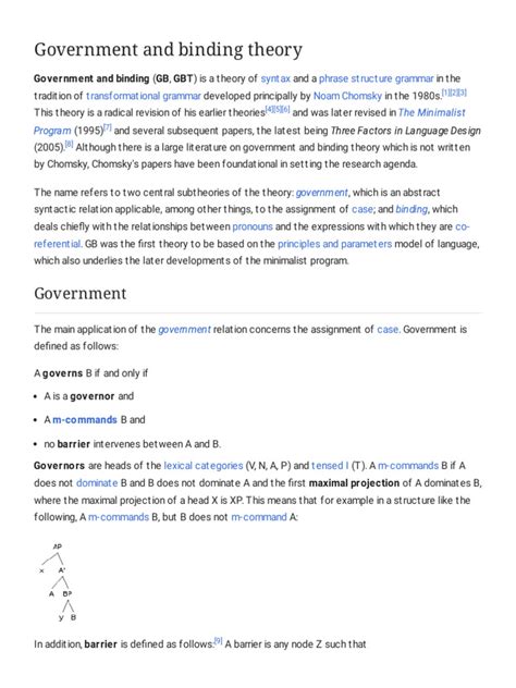 Government And Binding Theory Wikipedia Pdf Syntax Linguistics