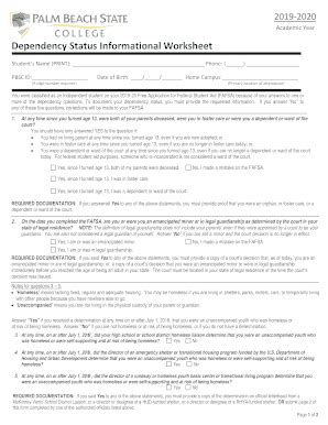 Fillable Online Dependency Status Informational Worksheet Fax Email Print PdfFiller