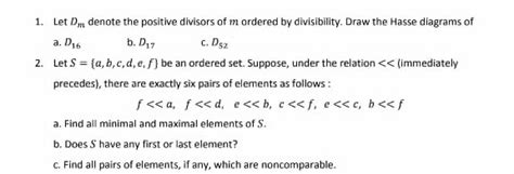 Solved 1 Let Don Denote The Positive Divisors Of M Ordered