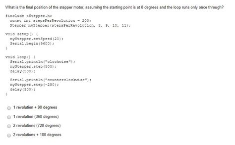 Solved What Is The Final Position Of The Stepper Motor Chegg