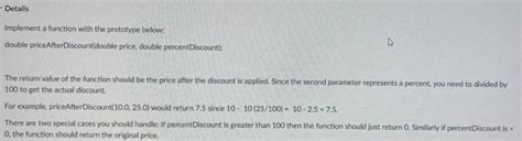 solved implement a function with the prototype below double