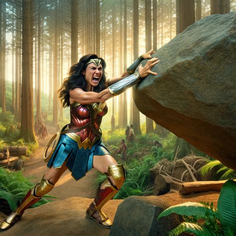 Wonder Woman Moving A Massive Boulder By Wbatson99 On Deviantart