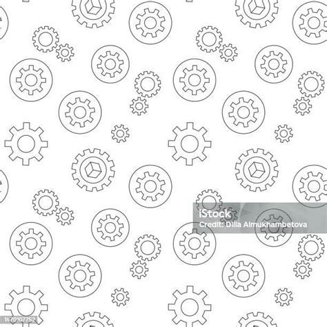 다양한 요소로 만들어진 다양한 기어 또는 톱니바퀴의 벡터 이음매 없는 패턴 강철에 대한 스톡 벡터 아트 및 기타 이미지 강철 개발 건설 산업 Istock