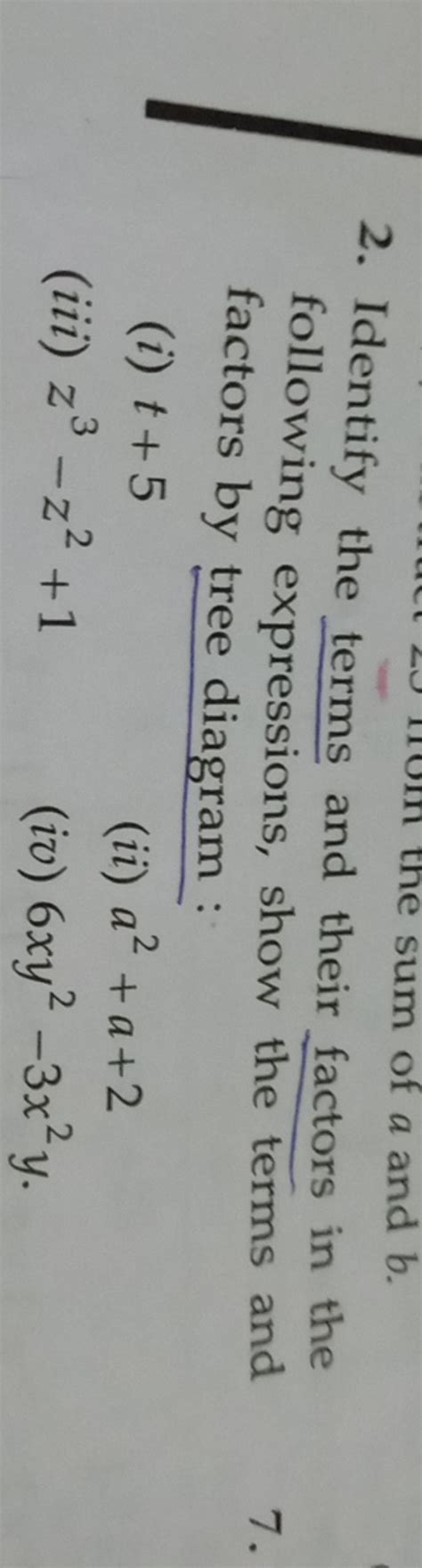2 Identify The Terms And Their Factors In The Following Expressions Sho