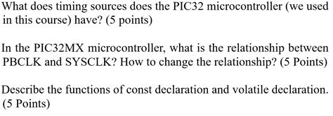 Solved What Does Timing Sources Does The Pic32