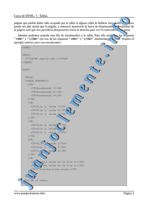 Curso Básico de HTML 7 Tablas Blog de Juanjo Clemente