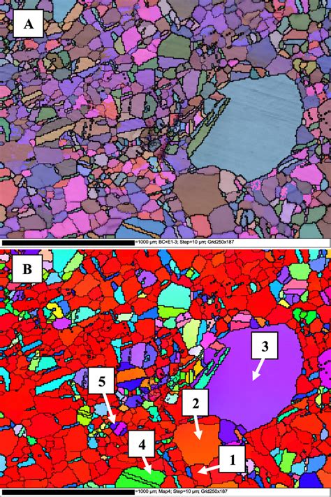 Ebsd Map A In Euler Angles B In The Color Of An Inverse Pole Figure Download Scientific