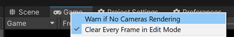 How To Remove No Cameras Rendering Game View Overlay Unity Engine