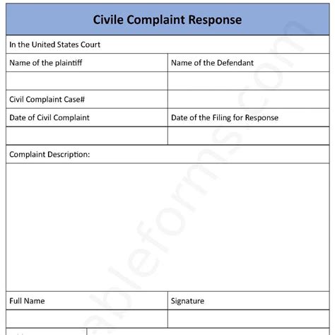 Civil Complaint Response Fillable Pdf Template Editable Formss Ko Fi