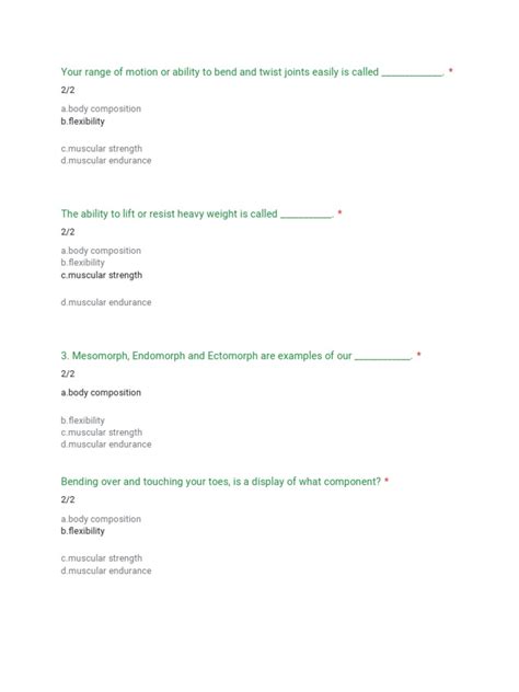 Quiz 2 Pdf Flexibility Anatomy Physical Fitness