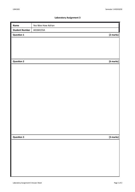 Laboratory Assignment 3 Lsm1301 Semester 1 Ay2019 Laboratory