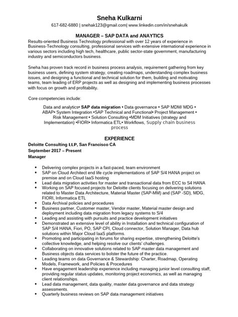 Sneha Kulkarni Resume Data Pdf Business Process Cloud Computing