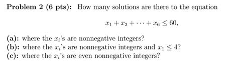 solved problem 2 6 pts how many solutions are there to