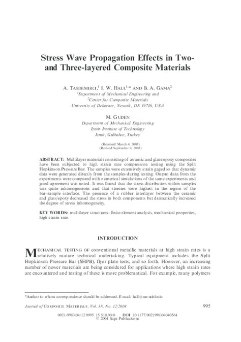 Pdf Stress Wave Propagation Effects In Two And Three Layered