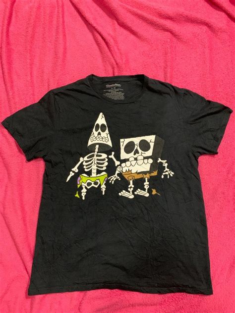 Nickelodeon Spongebob And Patrick Skeleton Mens Fashion Tops And Sets Tshirts And Polo Shirts On