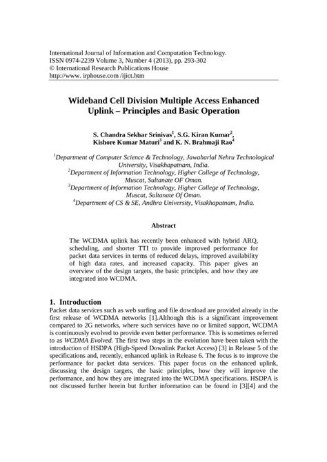 Pdf Wideband Cell Division Multiple Access Enhanced Uplink