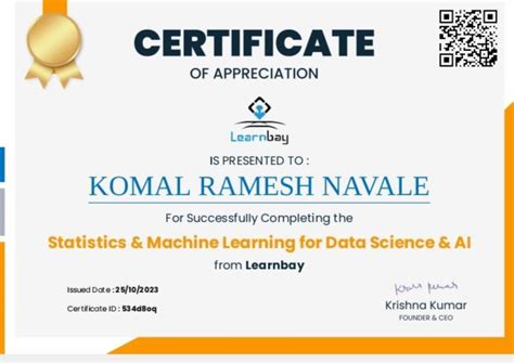 Completed Data Science Module At Learnbay Komal Navale Posted On The