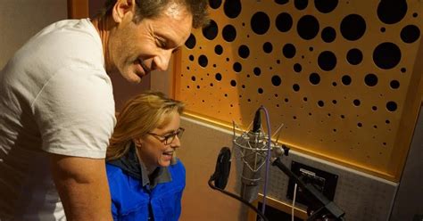 Photo David Duchovny And Tea Leoni Recording Audiobook For Miss Subways April