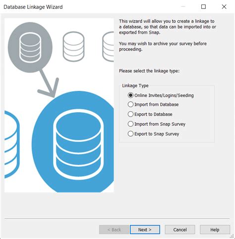 database link wizard snapsurveys