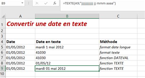 Convertir Une Date En Texte Excel Methode Exemple