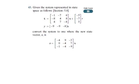 Solved 3 Given The System Represented In State T Soace