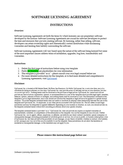 Software Licensing Agreement Pdf License Private Law