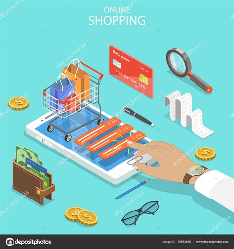 Online Shopping Flat Isometric Vector Concept Stock Vector By ©tarik