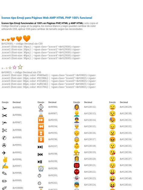 Iconos Tipo Emoji Para Tu Pagina Php Amp Html Copiar Y Pegar E Pdf