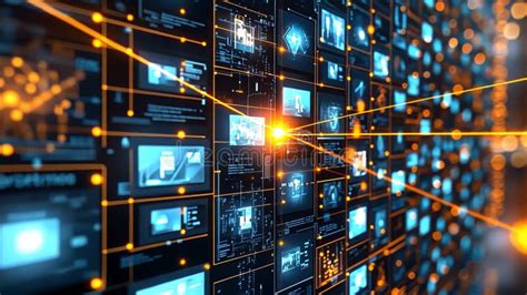 Digital Interface Showcasing Glowing Screens Data Visualization And Innovative Technology In