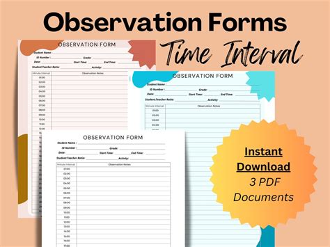 Observation Form Classroom Observation Form Time Interval Observation Form School