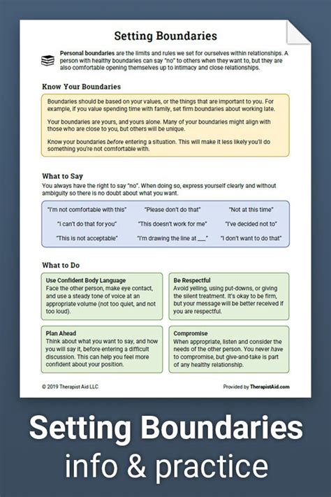 Types Of Boundaries Therapist Aid Dbt Worksheets