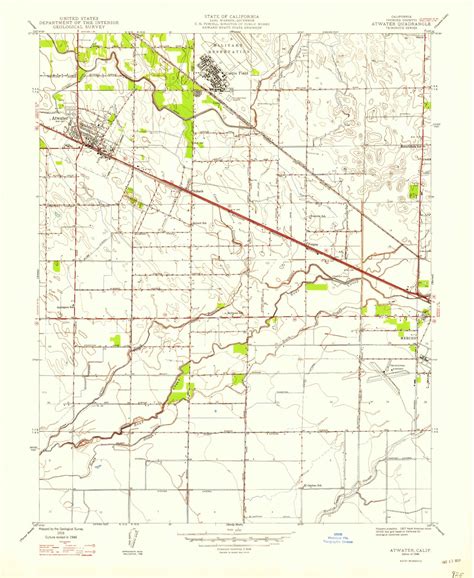 Classic Usgs Atwater California 75x75 Topo Map Mytopo Map Store