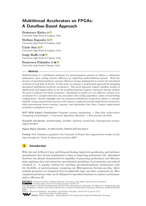 pdf multithread accelerators on fpgas a dataflow based approach