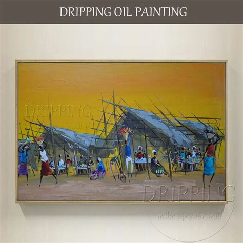 손으로 그린 현대 벽 예술 그림 캔버스에 아프리카 앙골라 유화 추상 텐트 아프리카 앙골라 풍경 유화그림 And 서예 Aliexpress