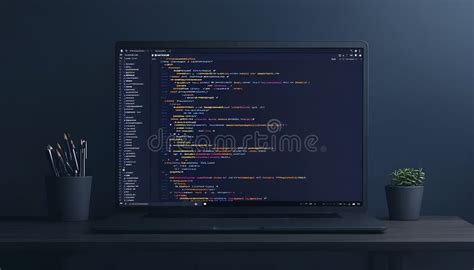 source code written in programming language on dark blue background