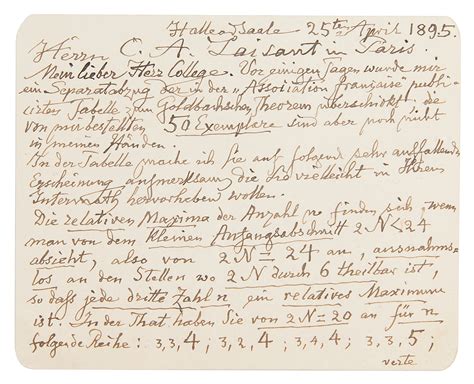 George Cantor Autograph Letter Signed Rr Auction