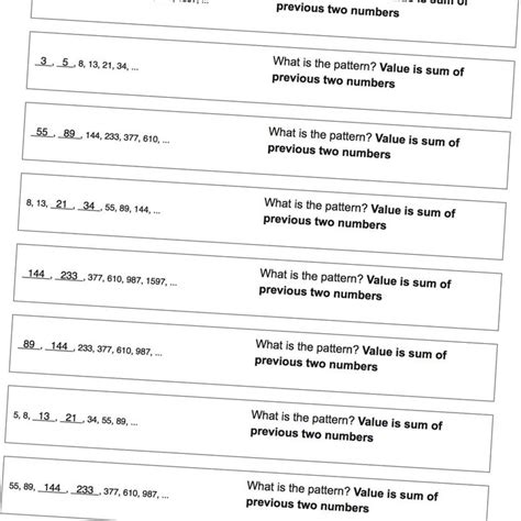 Math Worksheets Fibonacci Number Patterns Fibonacci Number Number
