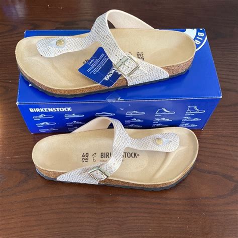 Birkenstock Shoes Birkenstock Gizeh Shiny Python Egg Shell Asst Tl