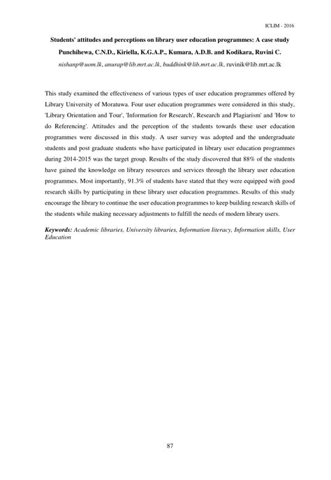 (PDF) Students' attitudes and perceptions on library user education ...