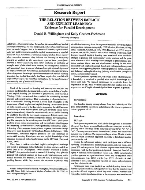 PDF The Relation Between Implicit And Explicit Learning Evidence For Parallel Development