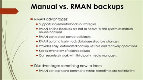 Backup And Recovery With Rman Pptx Databases Computer Software And Applications