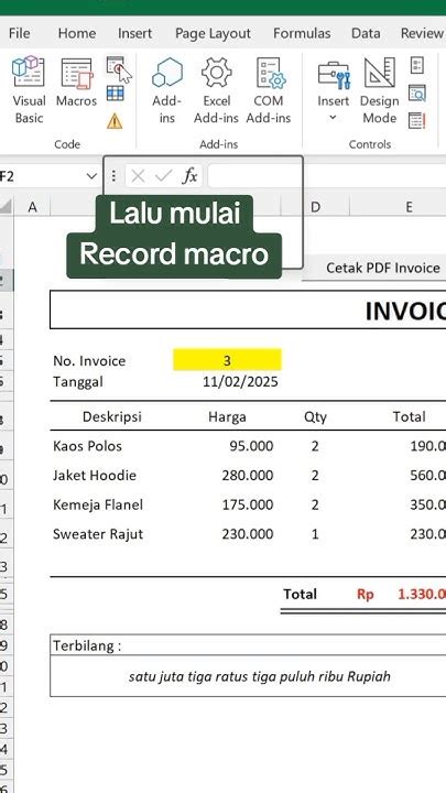 Cetak Print Invoice Excel Excel Exceltips Exceltricks Youtube