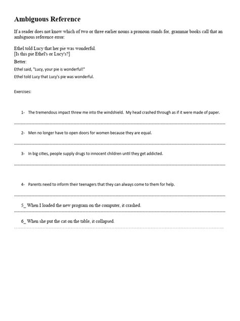 9 ambiguous reference exercises pdf
